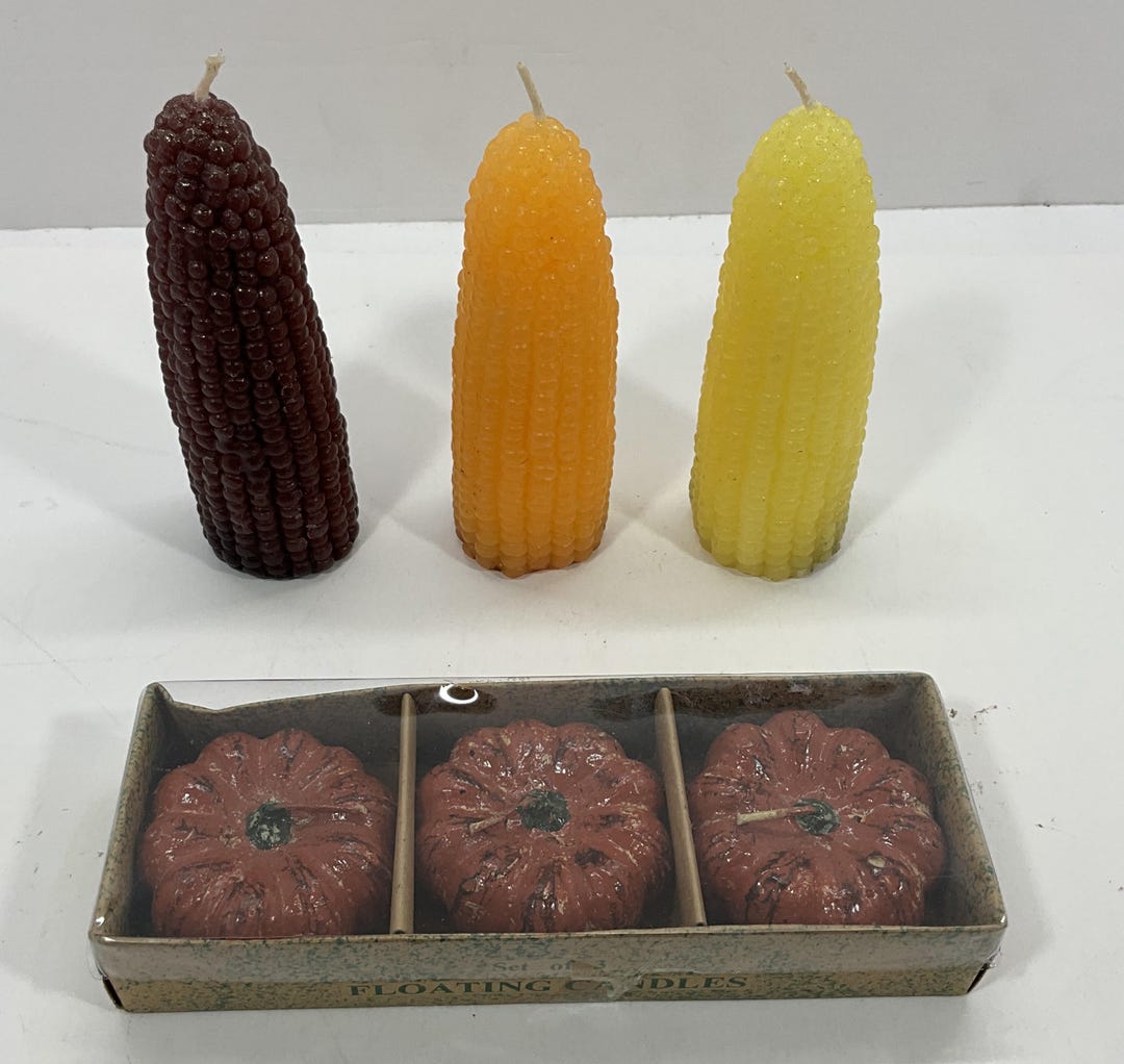 3 Autumn/fall Corn Candles & 3 Floating Candles - Etsy