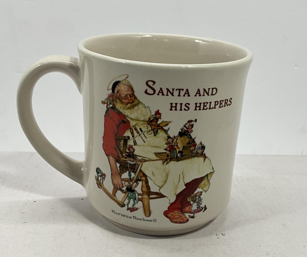 Vintage Hallmark 1988 Santa and His Helpers Coffee Mug Norman Rockwell ...