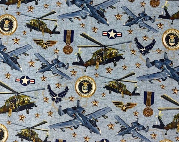 Air Force Fabric: Military Planes & Helicopters - Gold Star Emblems - Etsy