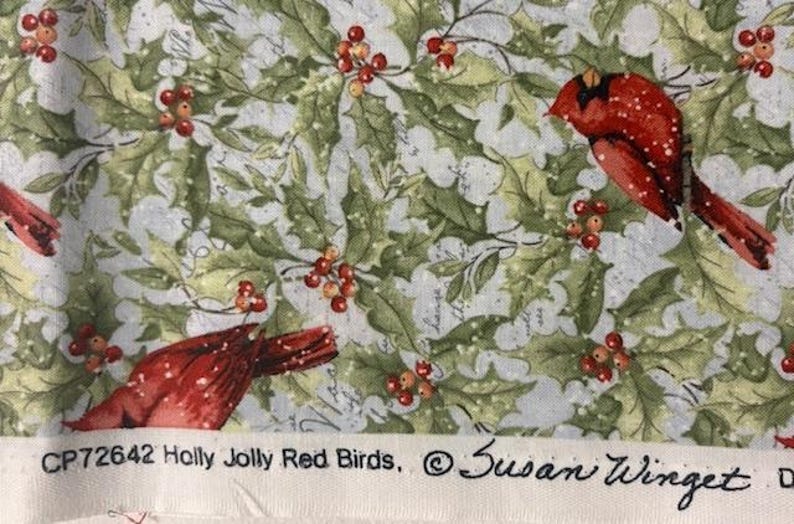Holly Jolly Red Birds Holiday Fabric: Susan Winget - Etsy