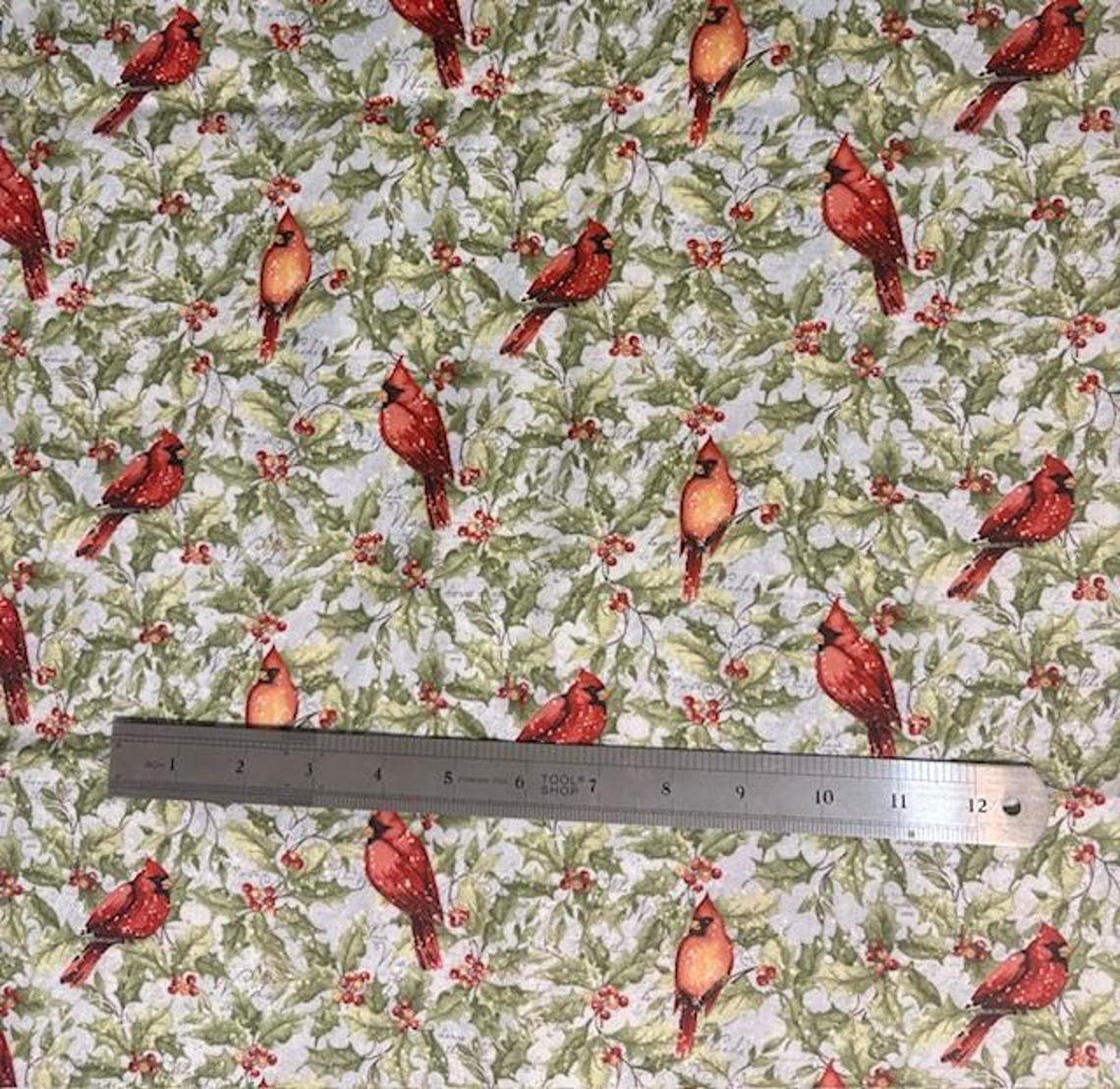 Holly Jolly Red Birds Fabric: Susan Winget - Etsy