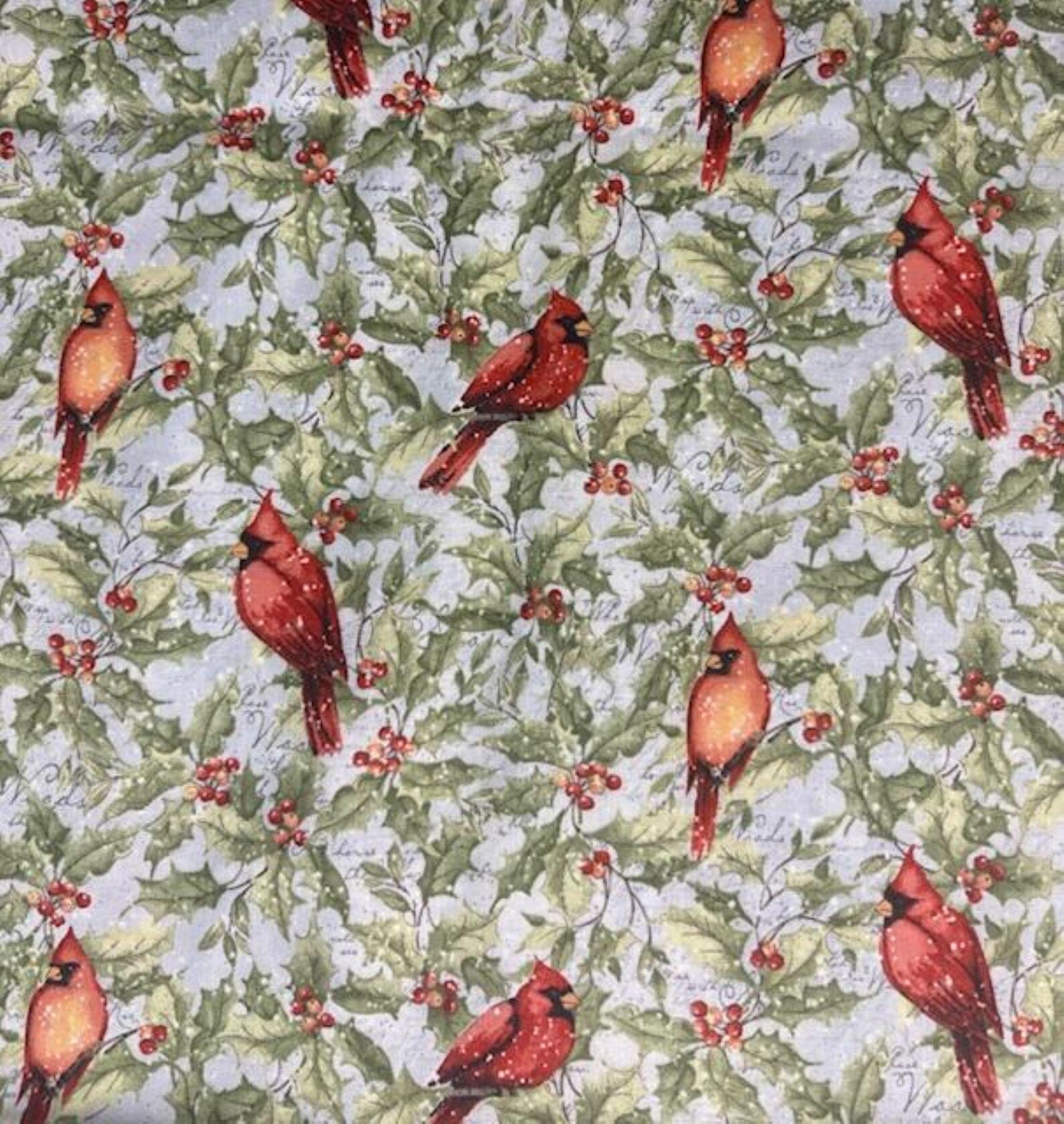 Holly Jolly Red Birds Holiday Fabric: Susan Winget - Etsy