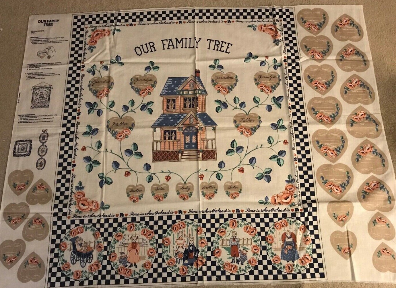 Vintage Cut & Sew Our Family Tree Fabric Panel Wall Hanging Wamsutta - Etsy