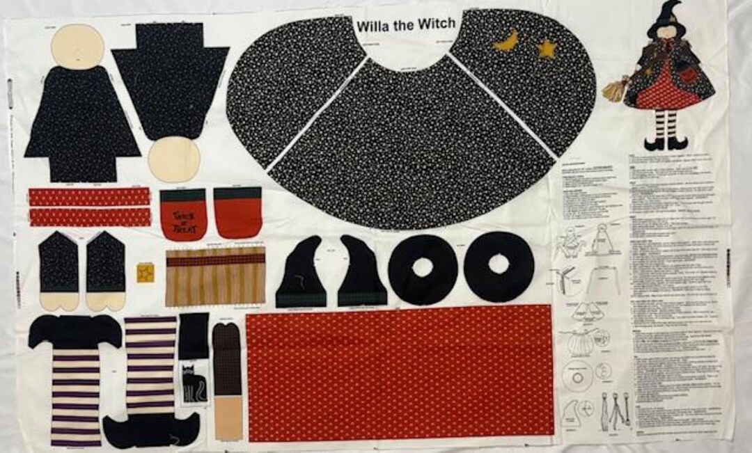 Cut and Sew - Vintage - Willa the Witch - Halloween Panel - Cranston ...