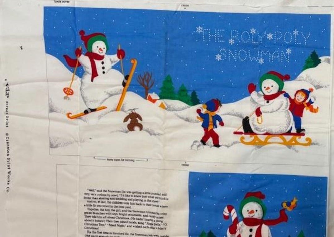 Vintage Cut and Sew the Roly Poly Snowman Fabric Book VIP Cranston ...