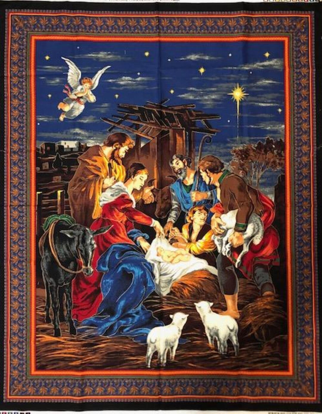 Vintage Nativity Scene Fabric Panel: Cranston VIP, Manger Scene - Etsy