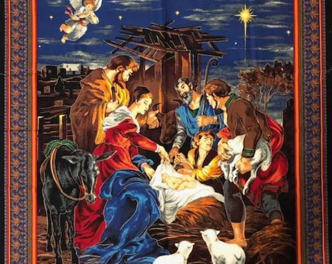 Vintage Nativity Scene Fabric Panel: Cranston VIP, Manger Scene - Etsy