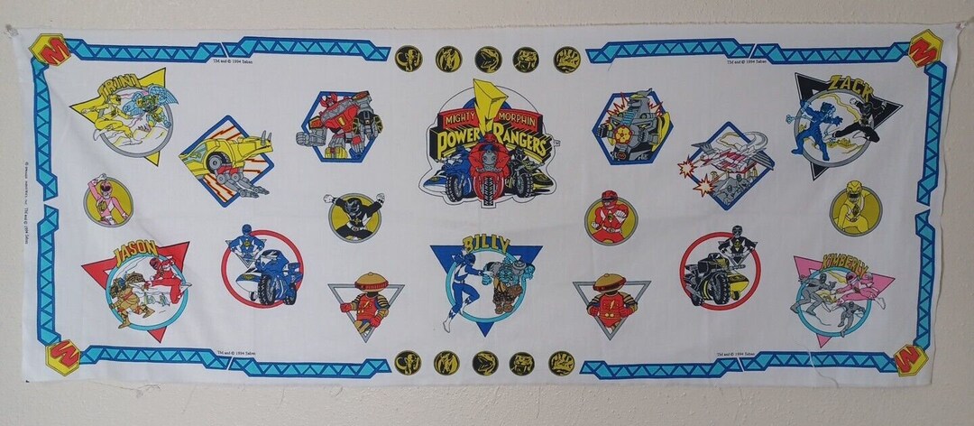 Vintage Cut and Sew Mighty Morphin Power Rangers Fabric Panel - Etsy