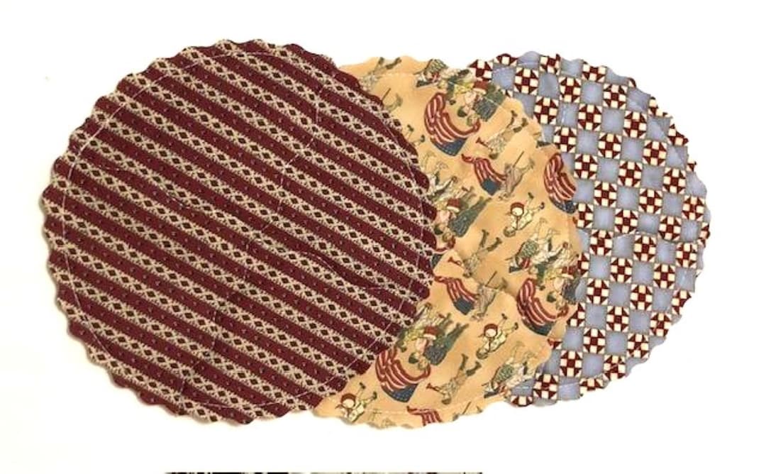 Americana Fabric Candle Mat Candle Trivet Basket Mat Mug Rug Home Decor ...