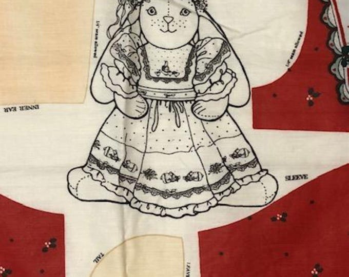 Veronica Louise Christmas Bunny Fabric Panel: Vintage, Cut and Sew ...