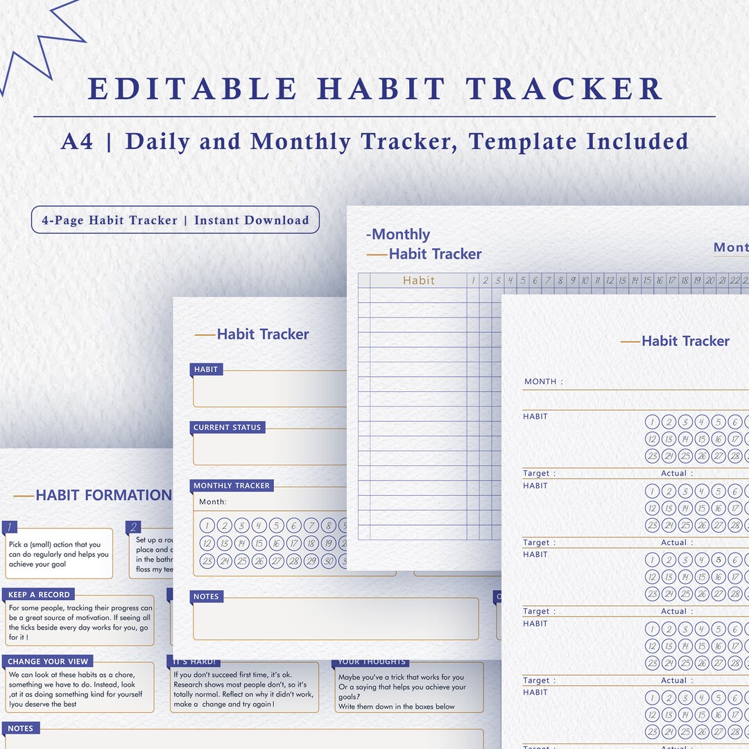Habit Tracker, Habit Formation, Habit Patterns, A4, Printable PDF ...