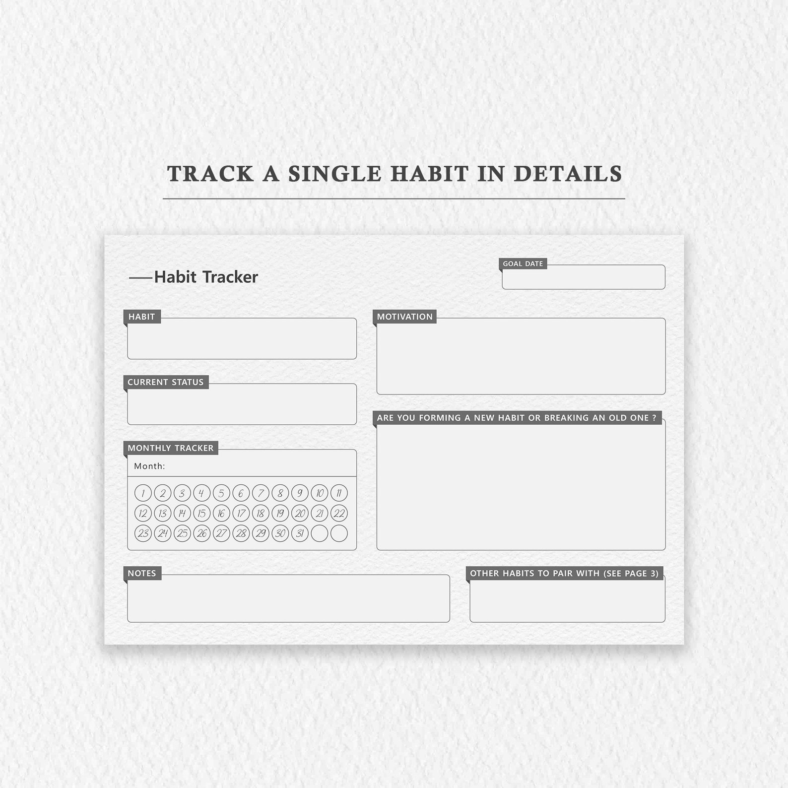Printable Daily/monthly Habit Tracking Template (A4 PDF, 4 Pages) - Habit Tracker, Habit ...