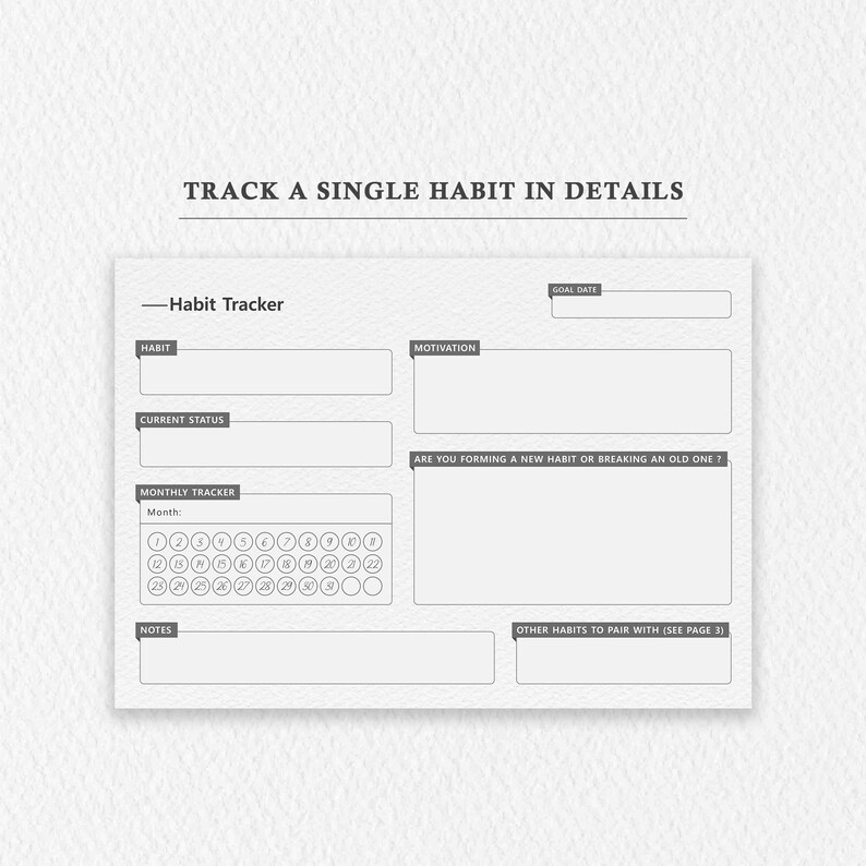 Printable Daily/monthly Habit Tracking Template A4 PDF, 4 Pages Habit ...