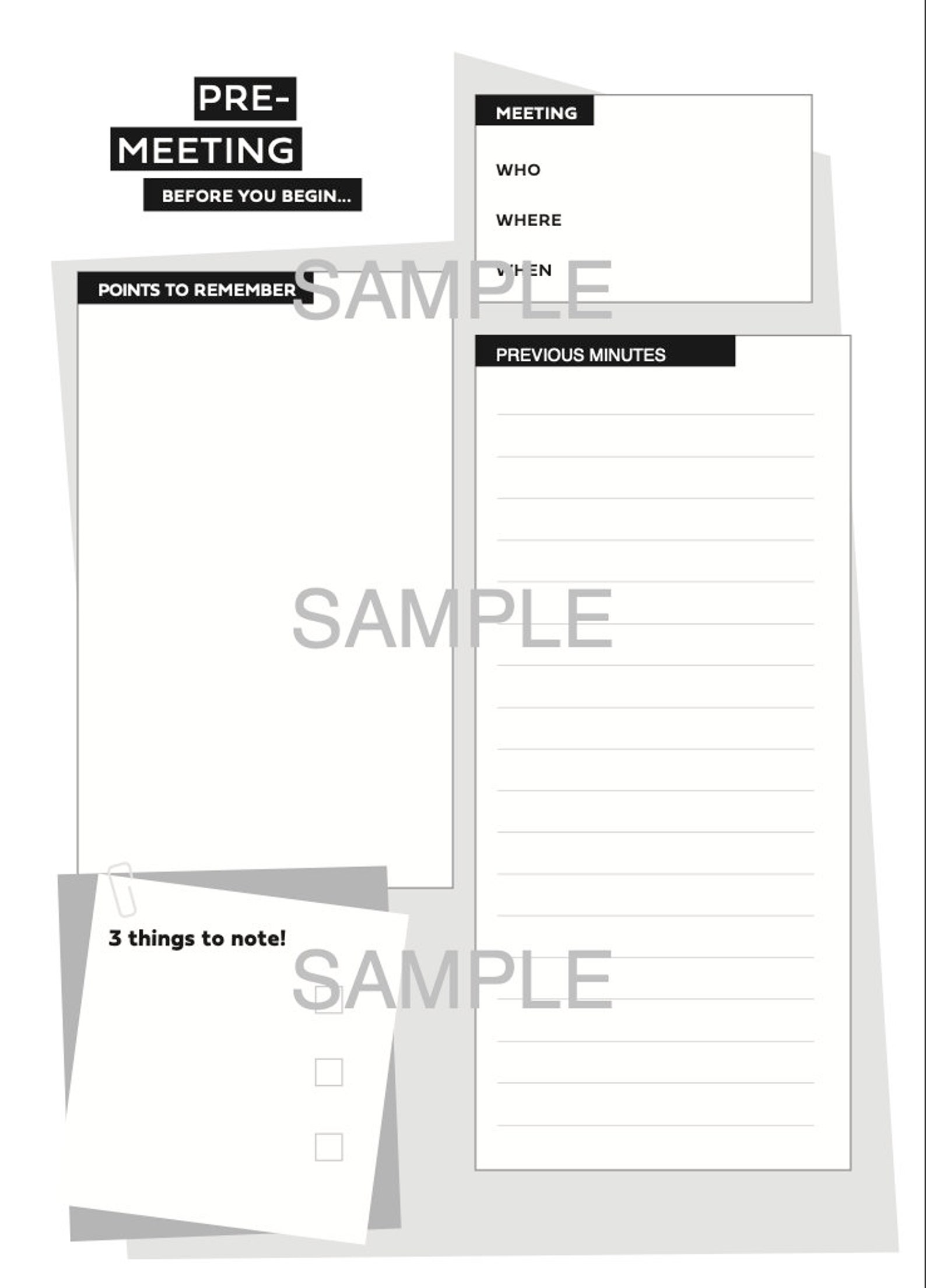 Printable Meeting Minutes Template (A4 PDF, 3 Pages) - Meeting Minutes ...