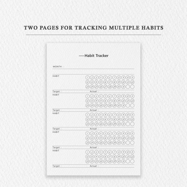 Printable Daily/monthly Habit Tracking Template (A4 PDF, 4 Pages ...