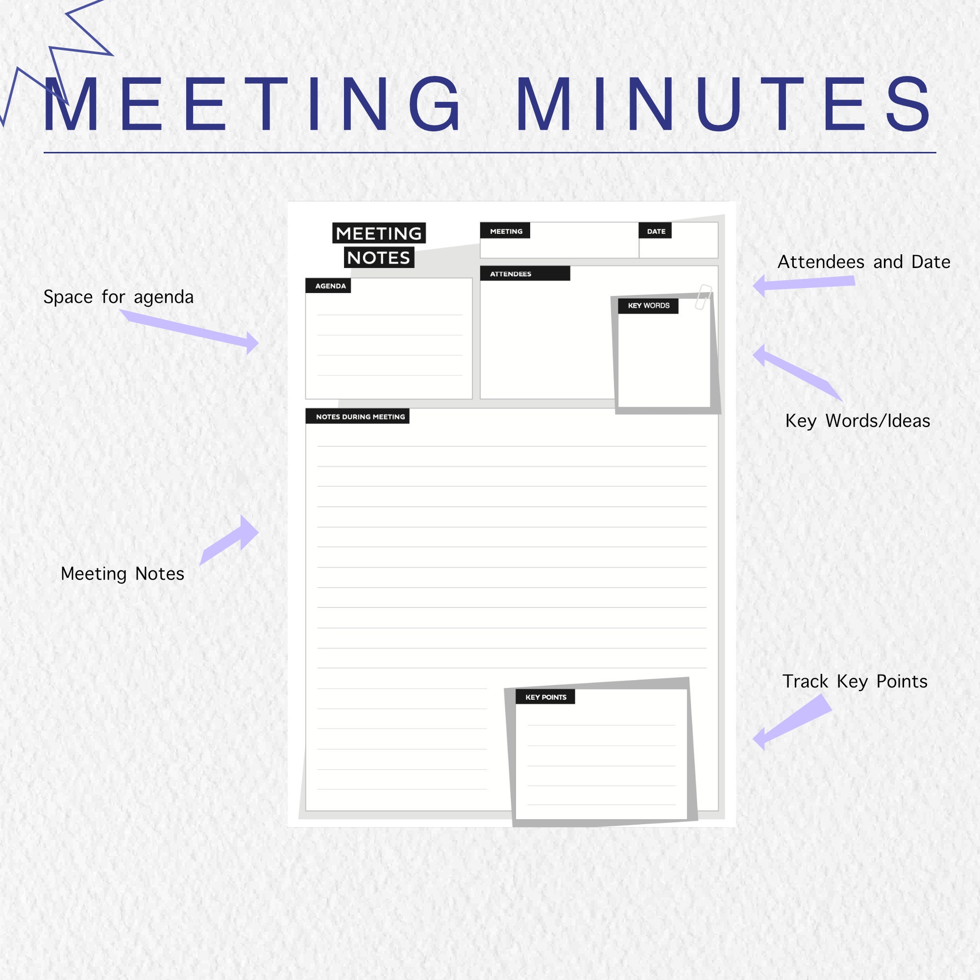 Printable Meeting Minutes Template (A4 PDF, Single Page) - Meeting ...