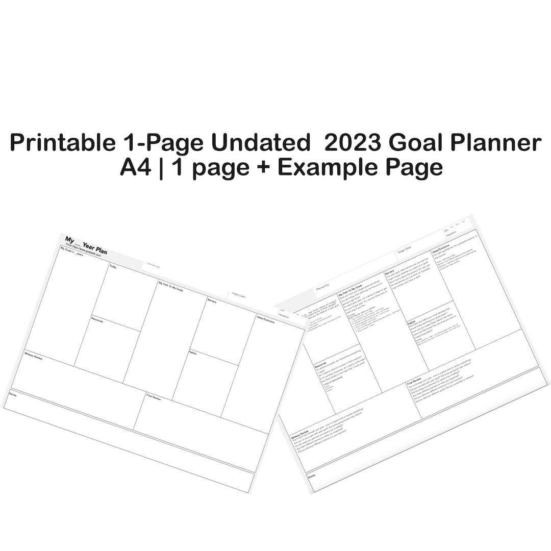 Goal Planner Printable 1 Page Digital Goal Planning Template PDF With ...