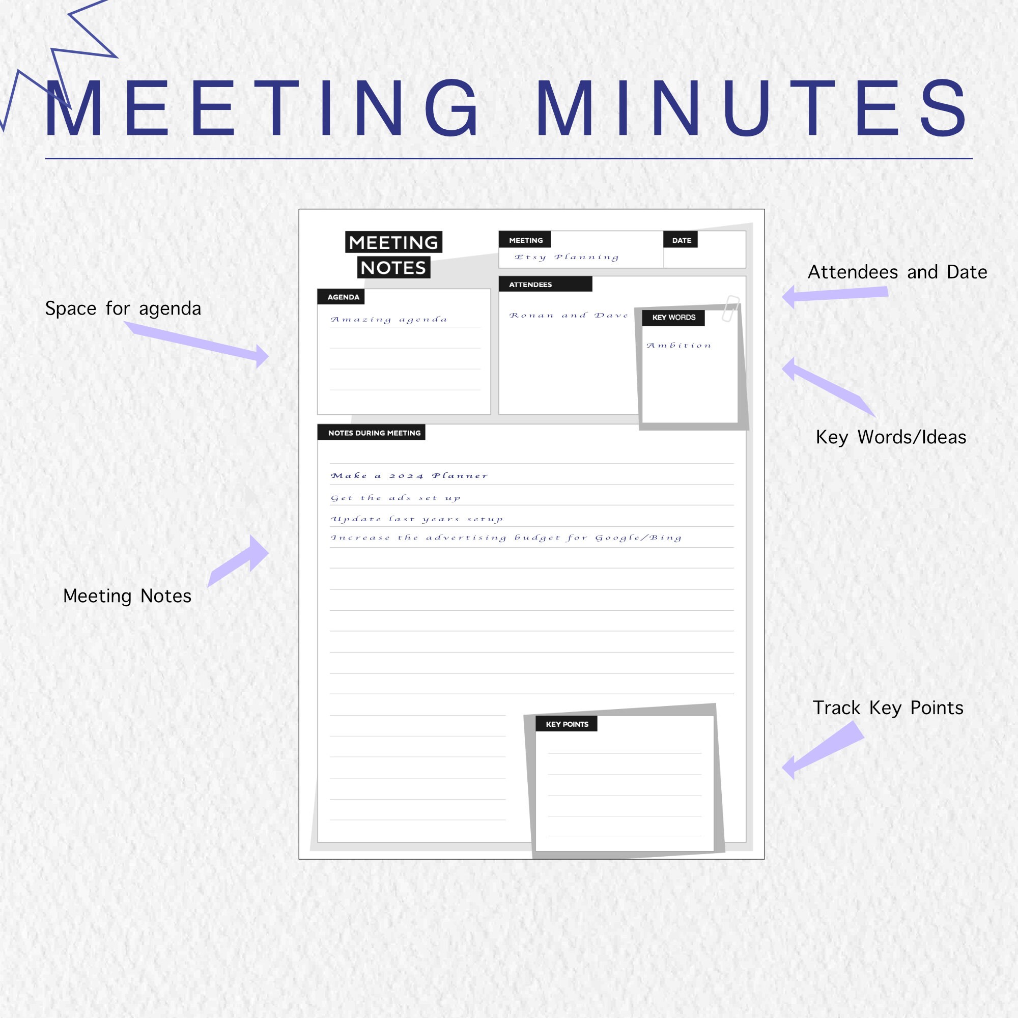 Printable Meeting Minutes Template (A4 PDF, Single Page) - Meeting ...