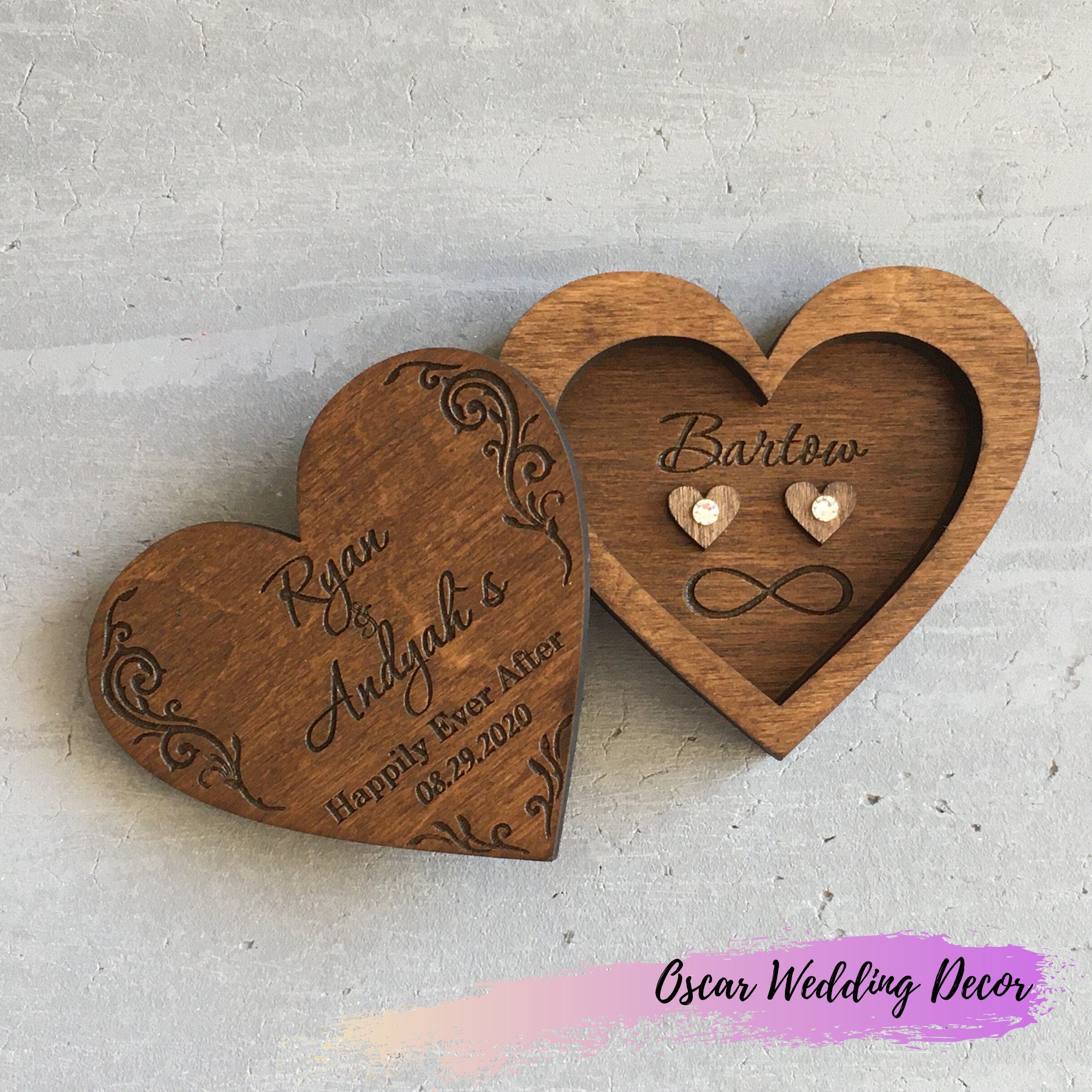 Wedding ring holder box Wooden ring bearer box Wedding | Etsy