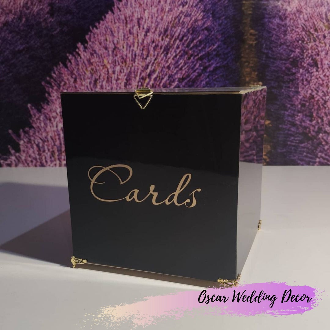 Wedding Post Box -black Card Box With Lock and Slot - Personalised ...