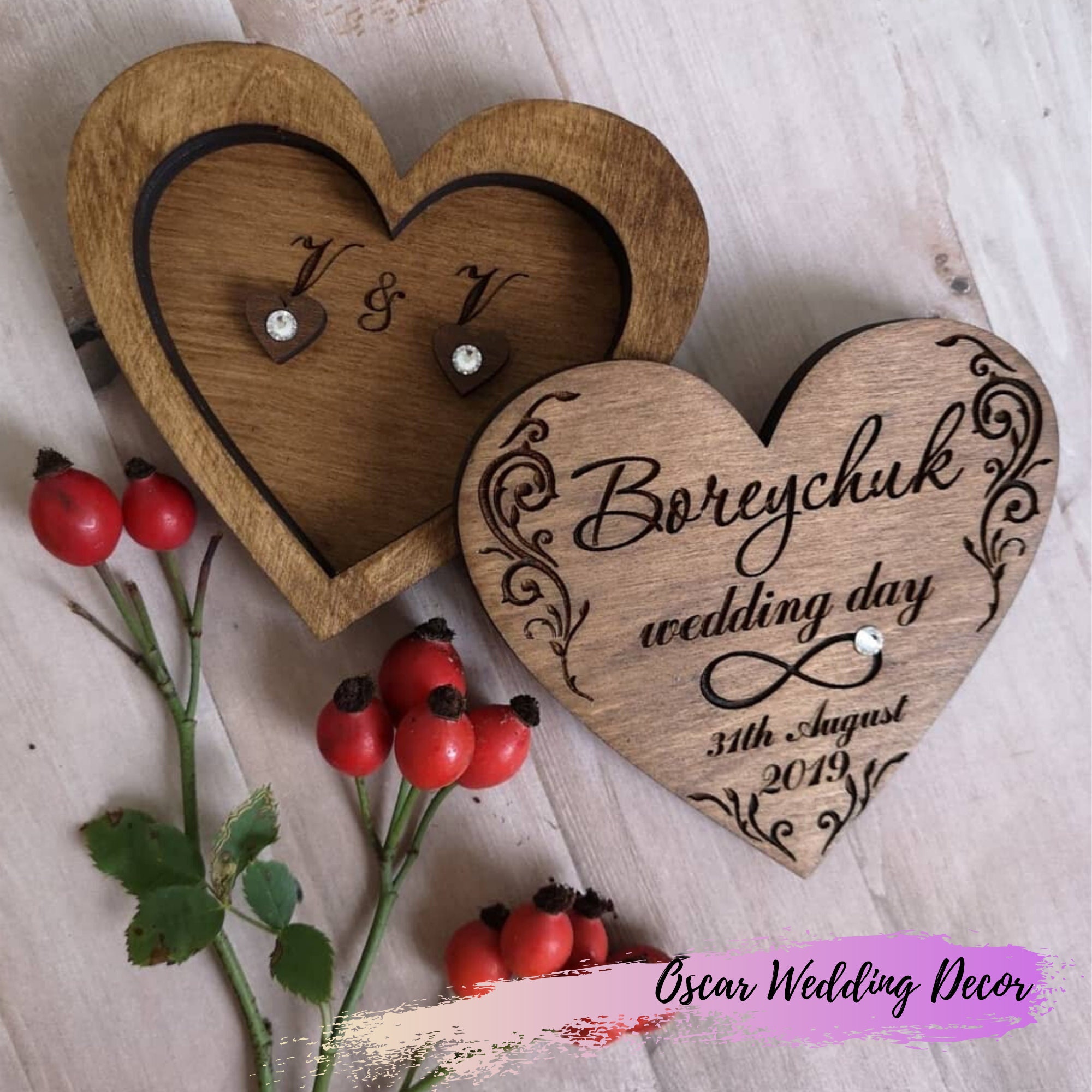 Wedding ring holder box Wooden ring bearer box Wedding | Etsy