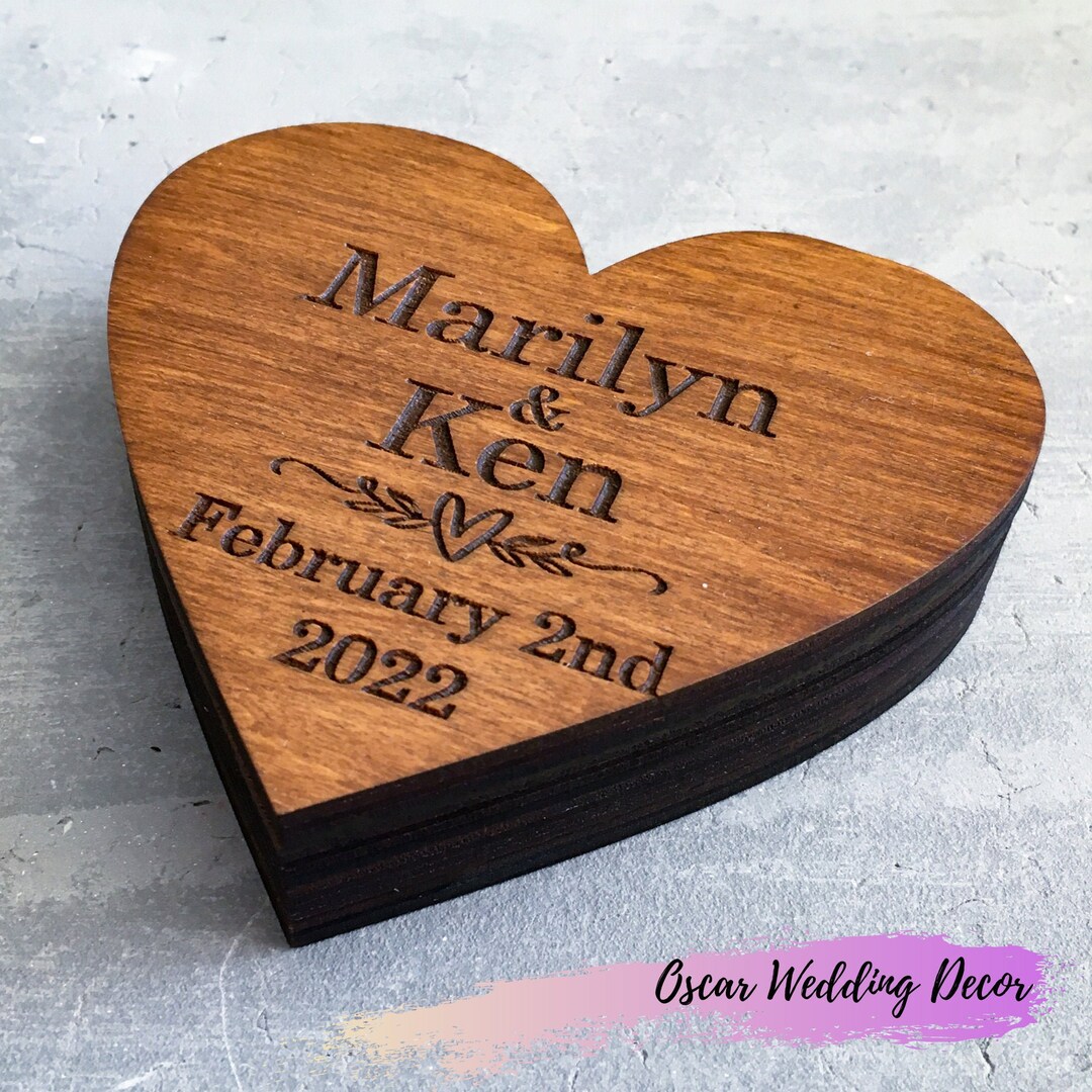 Personalized Wedding Ring Box for Ceremony Wedding Band Box Wood Ring ...