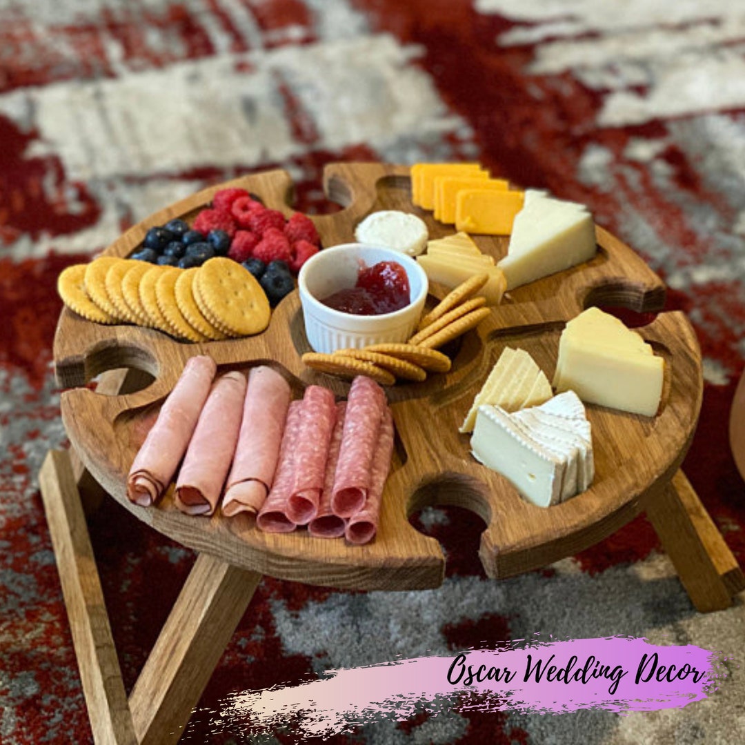 Outdoor Round Wine Table-wooden Wine Rack-portable Wine Bottle Stand ...