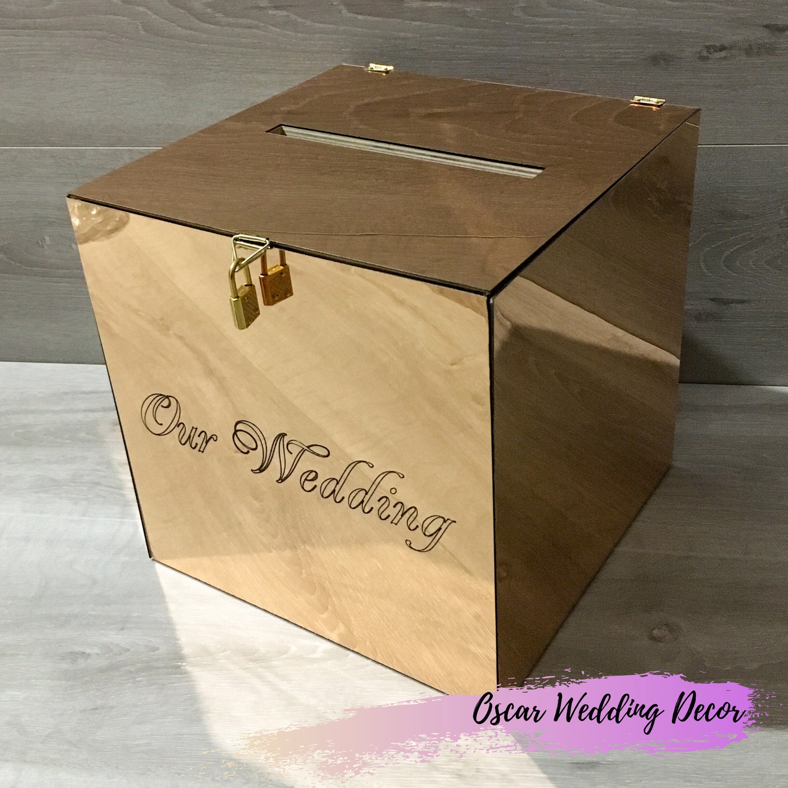 Card Box for Wedding Gold Mirror Gold Polystyrene Wishing - Etsy