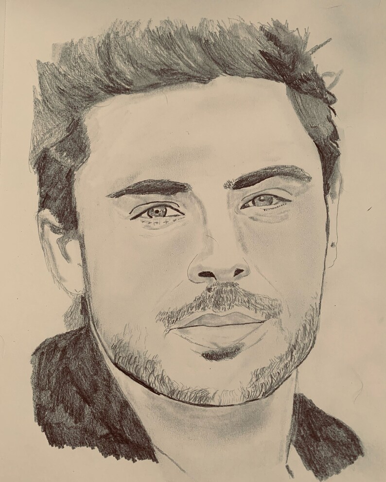 Zac Efron Black and White Drawing - Etsy