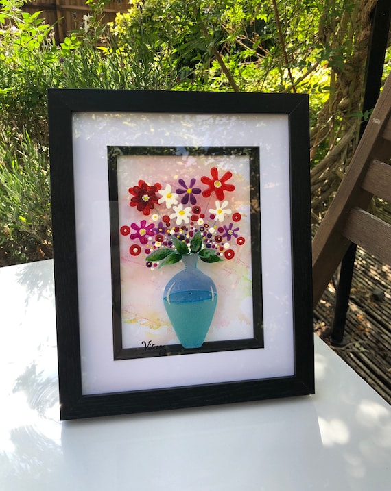 Glass Painting Spring Flowers in a Vase Wall Decor Table - Etsy
