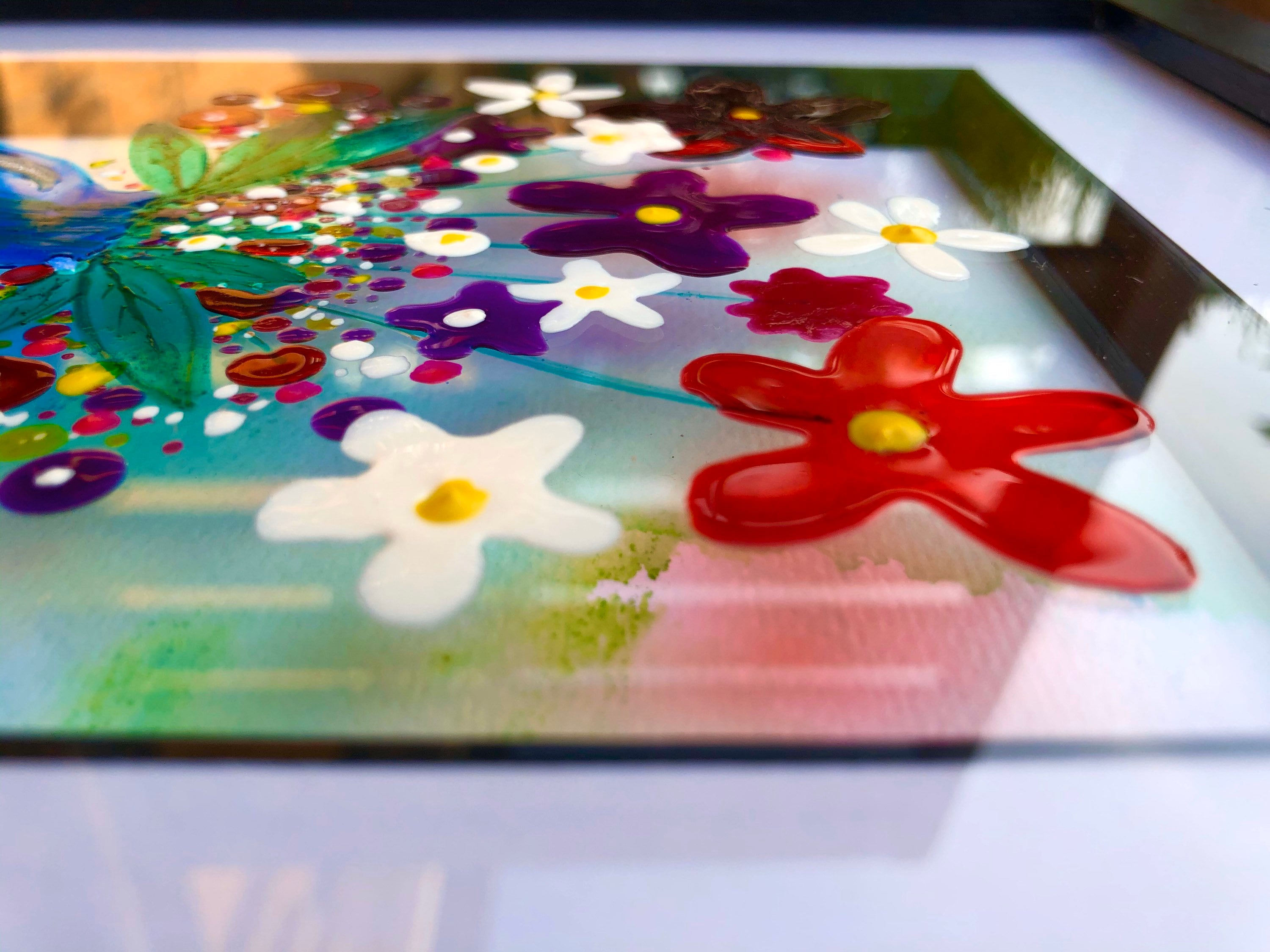 Glass Painting, Spring Flowers in a Vase, Wall Decor, Table Decor ...