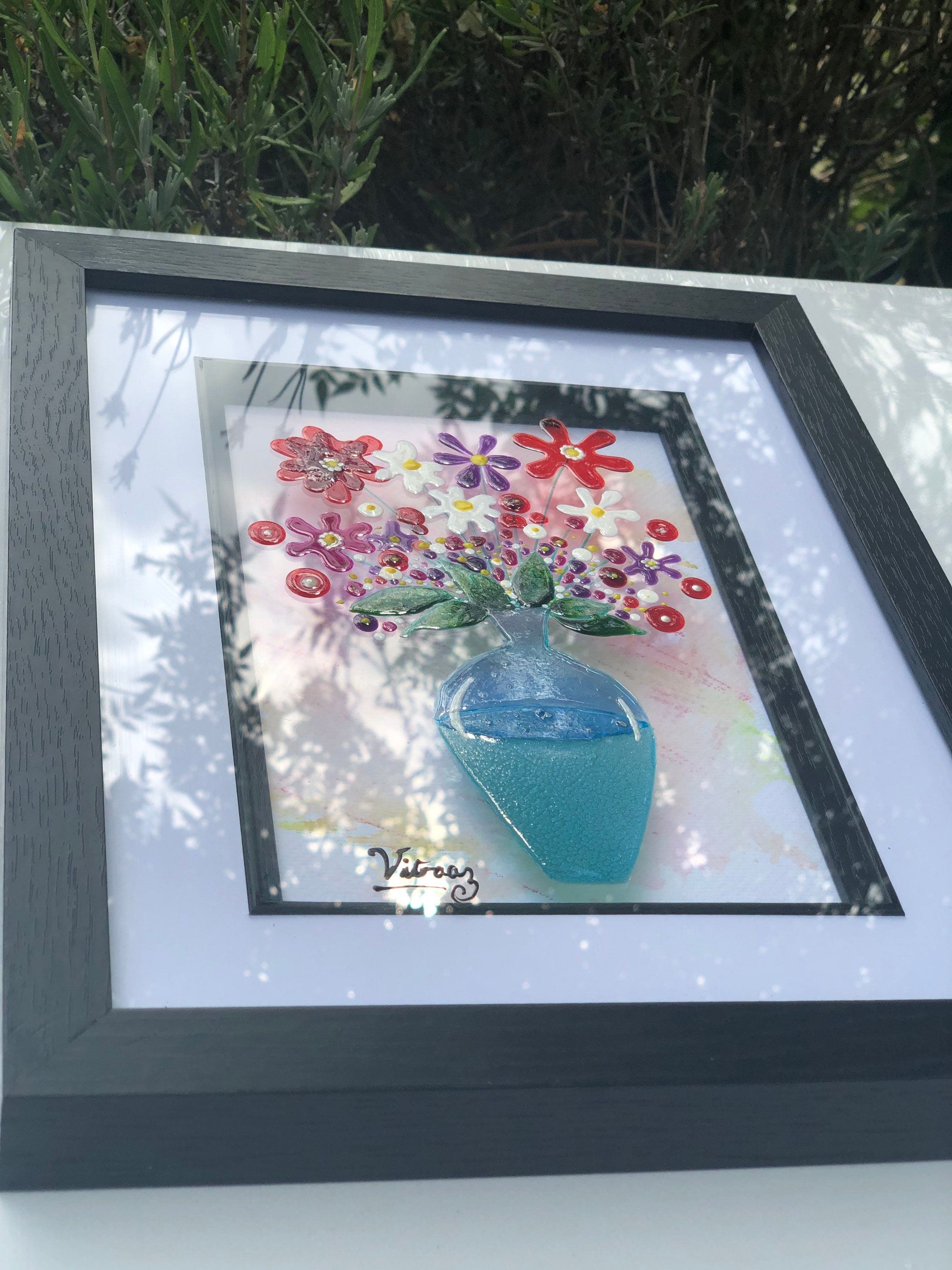 Glass Painting, Spring Flowers in a Vase, Wall Decor, Table Decor ...