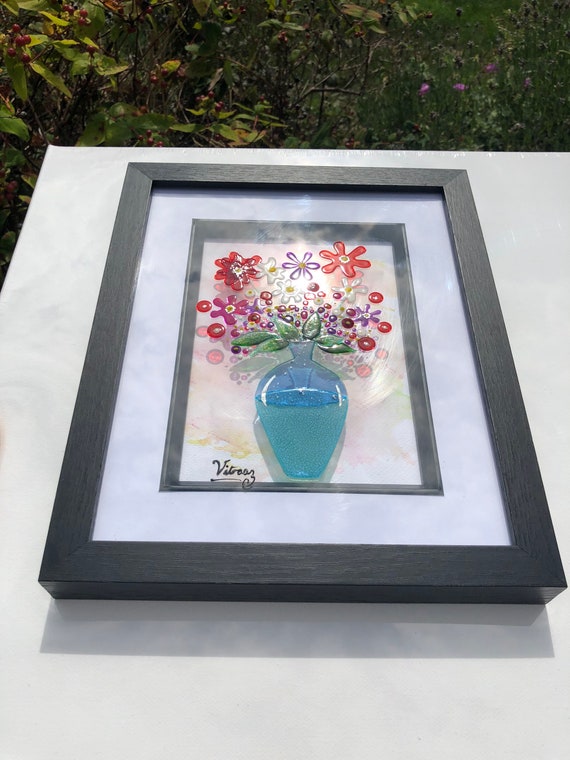 Glass painting Spring flowers in a vase Wall decor Table | Etsy