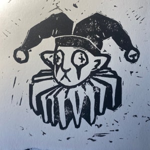 6" X 6" Little Clown Linoblock Print by Verminvalley | Clowncore, Clown ...