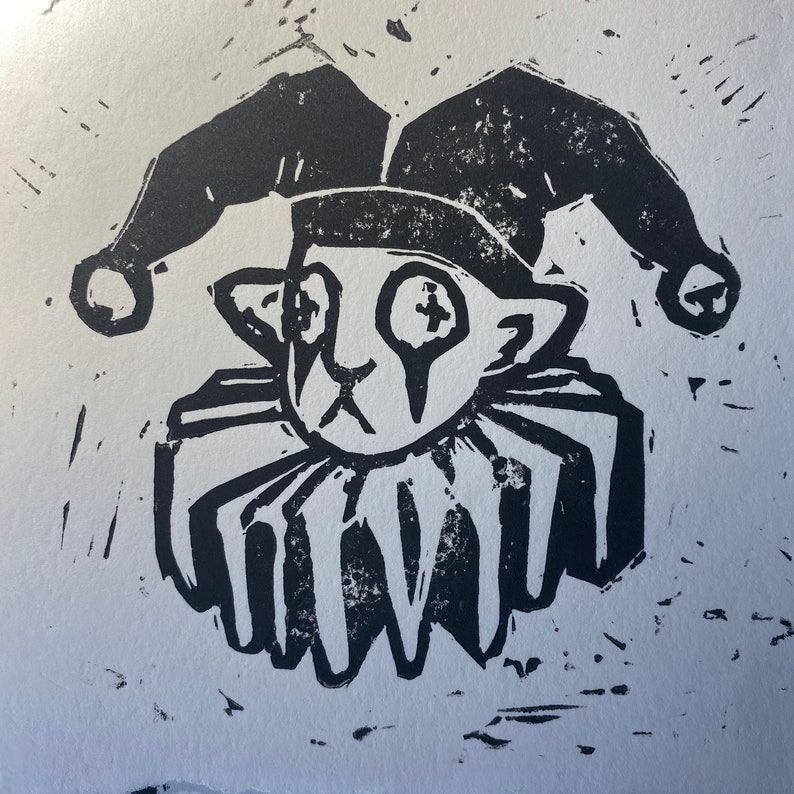 6 X 6 Little Clown Linoblock Print by Mosshands - Etsy
