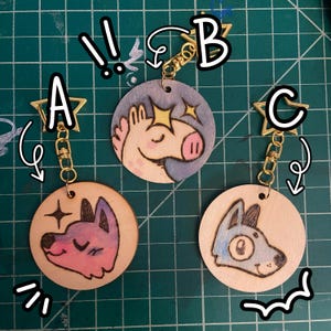 Painted Woodburn Keychains | Woodburn Art, Handmade Keychain, Canine ...