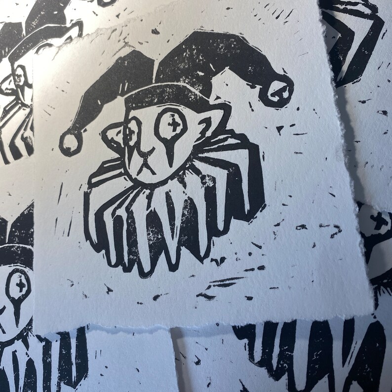 6 X 6 Little Clown Linoblock Print by Mosshands - Etsy