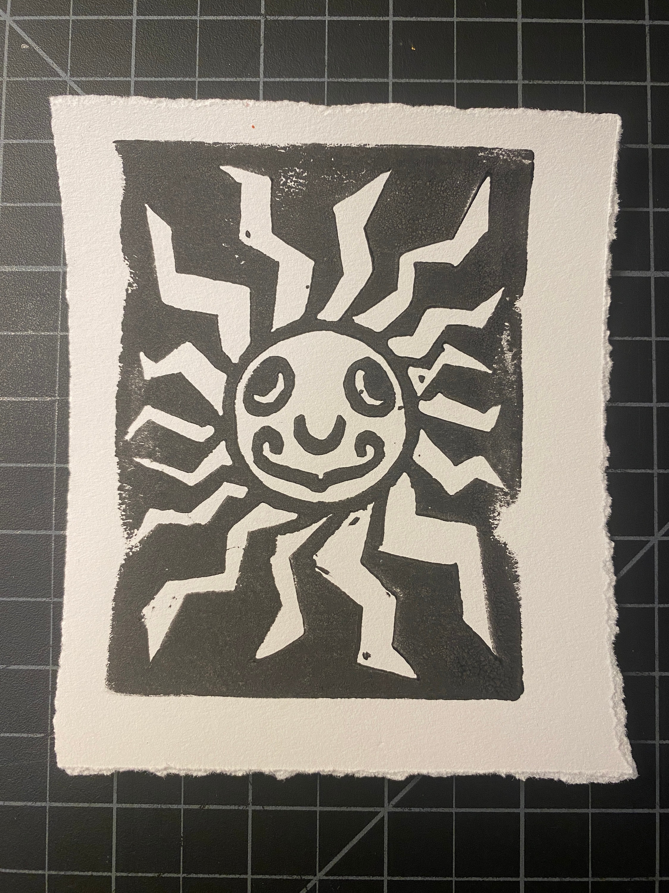 Smiling Sun Prints by Mosshands | Linoprint, Linocut, Art Print - Etsy