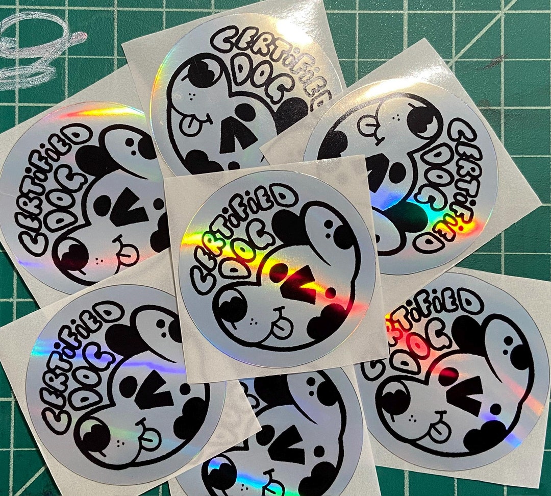 Certified Dog 2" Holographic Sticker: Thermal Label Sticker - Etsy
