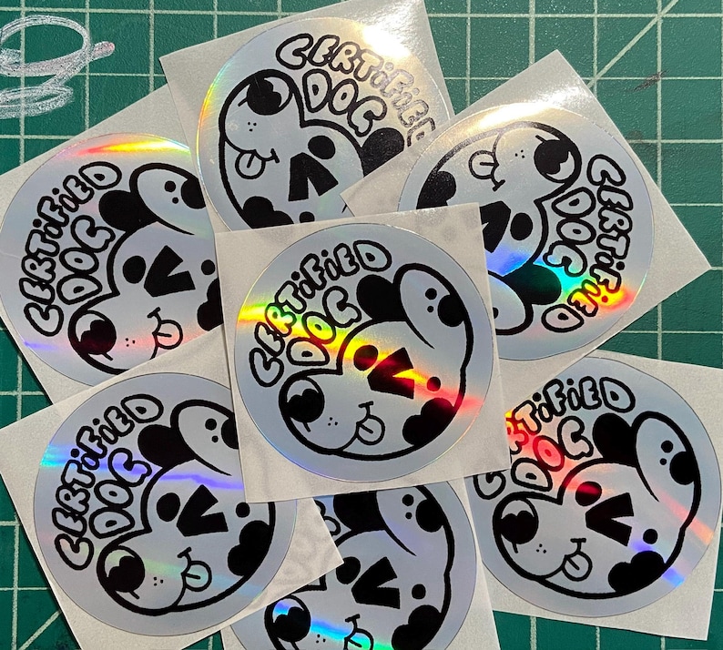 Certified Dog 2" Holographic Sticker: Thermal Label Sticker - Etsy