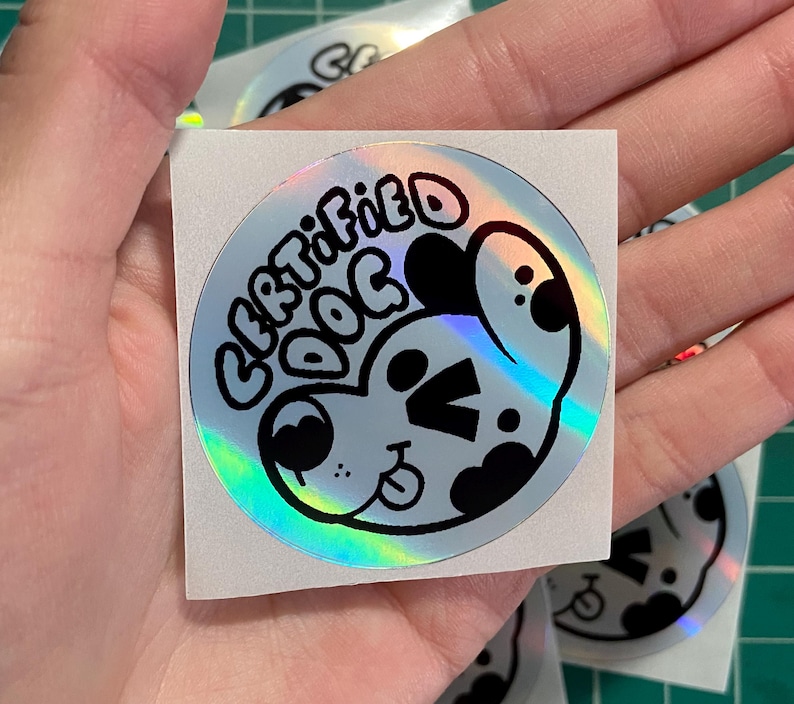 Certified Dog 2" Holographic Sticker: Thermal Label Sticker - Etsy