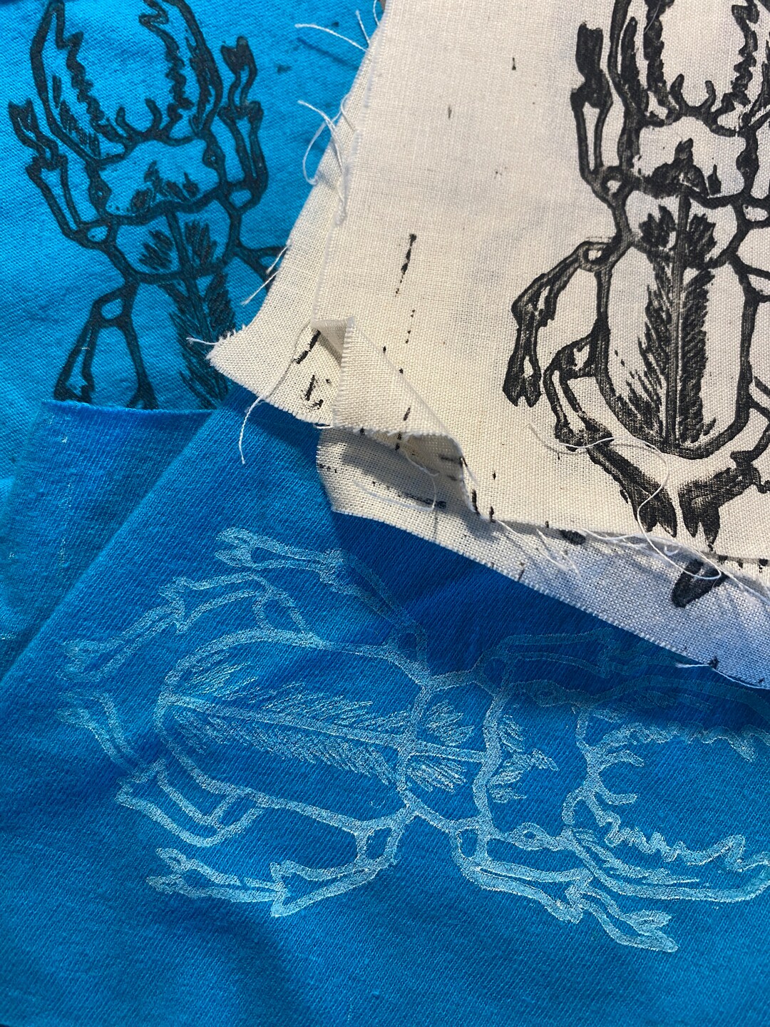 Linocut Beetle Patches Handprinted Patches, Printmaking, Upcycled ...