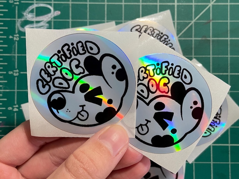 Certified Dog 2" Holographic Sticker: Thermal Label Sticker - Etsy