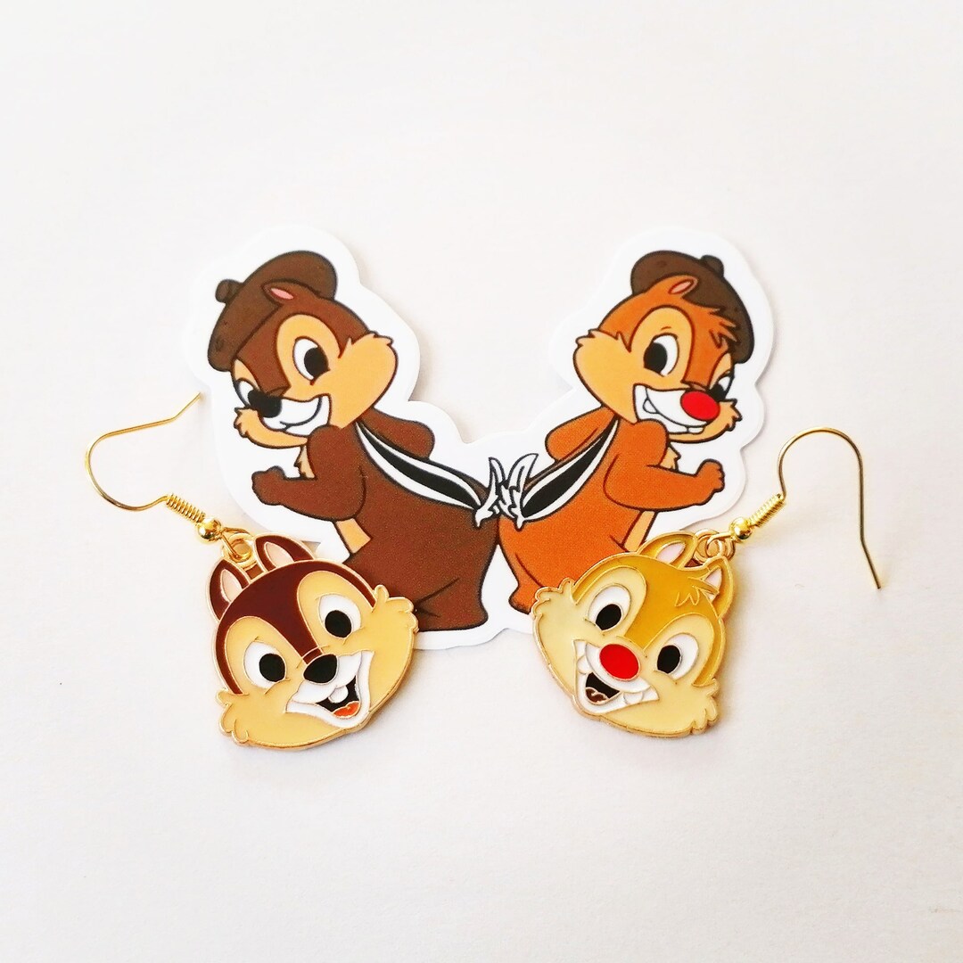 Cheeky Chappy Chipmunk Duo Hard Enamel Charm Drop Earrings - Etsy