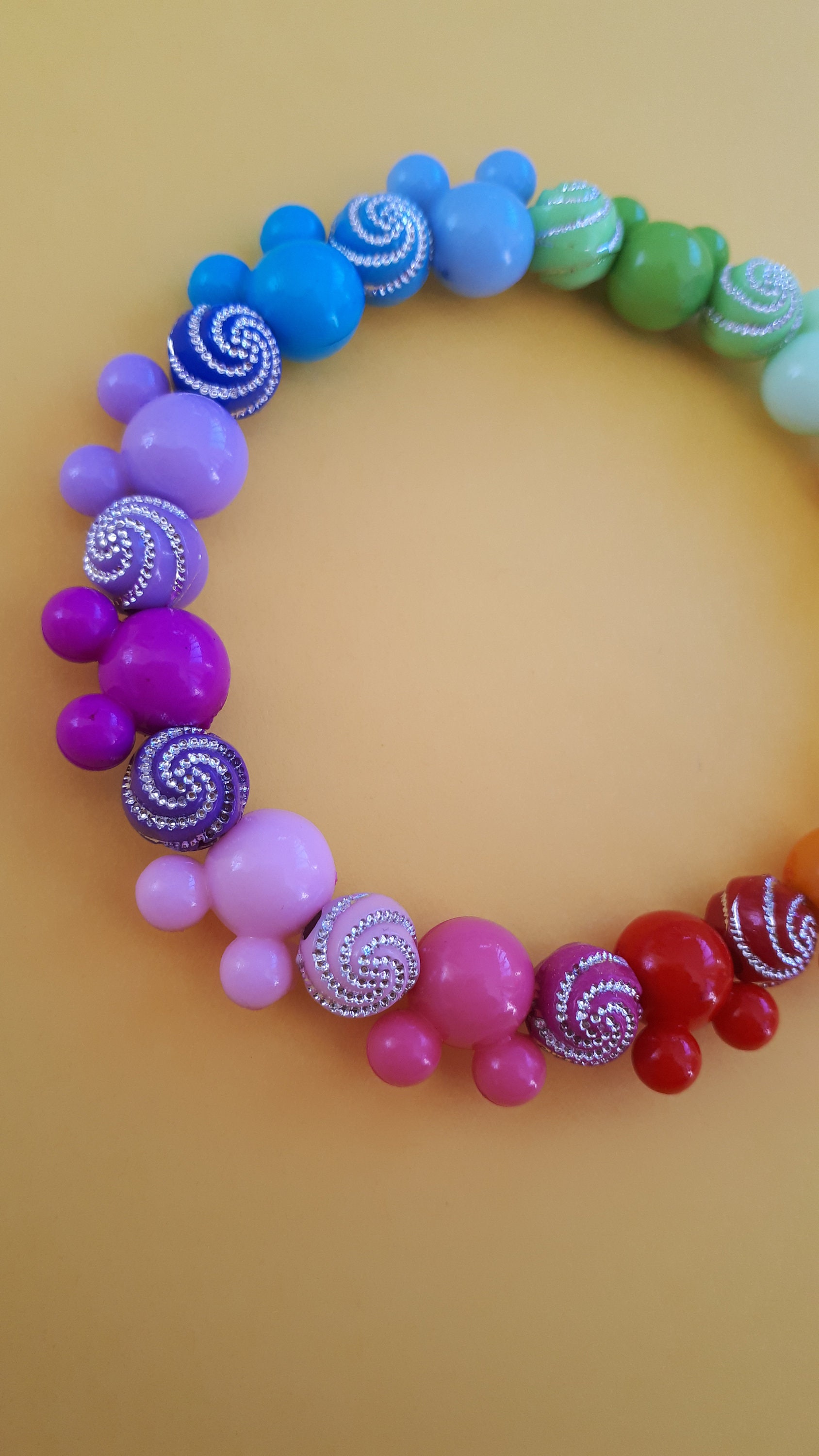 Dizzy Rainbow Handmade Beaded Bracelet with Sparkle | Etsy