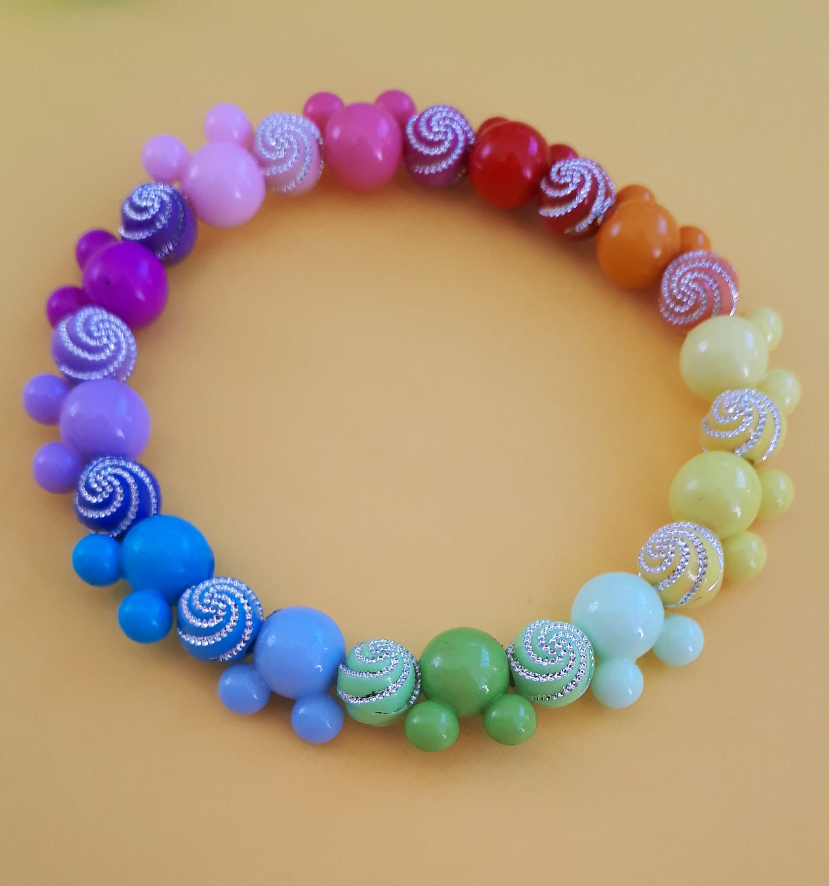 Dizzy Rainbow Handmade Beaded Bracelet with Sparkle | Etsy