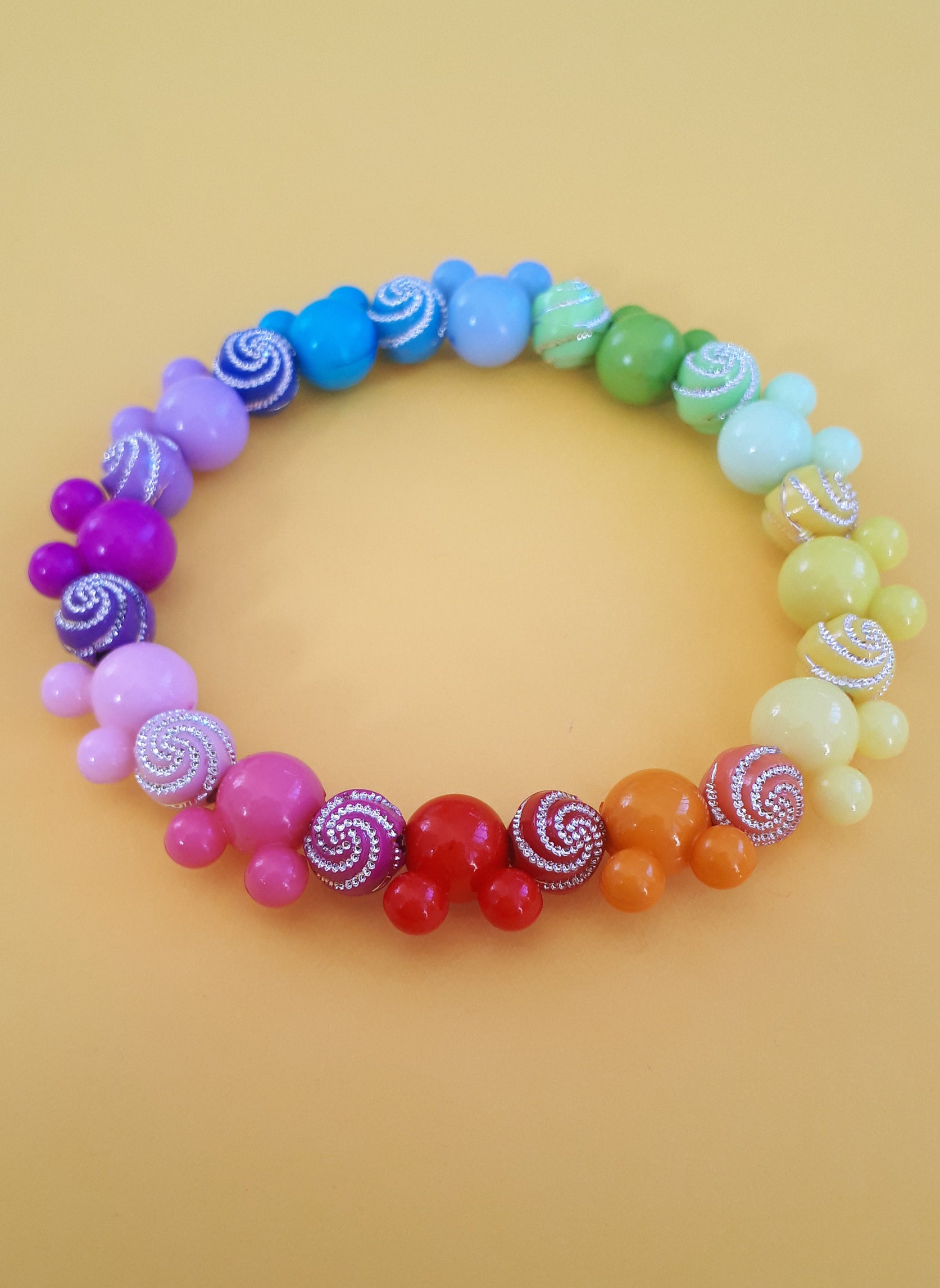 Dizzy Rainbow Handmade Beaded Bracelet with Sparkle | Etsy