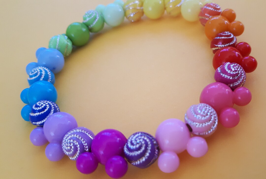 Dizzy Rainbow Handmade Beaded Bracelet With Sparkle - Etsy