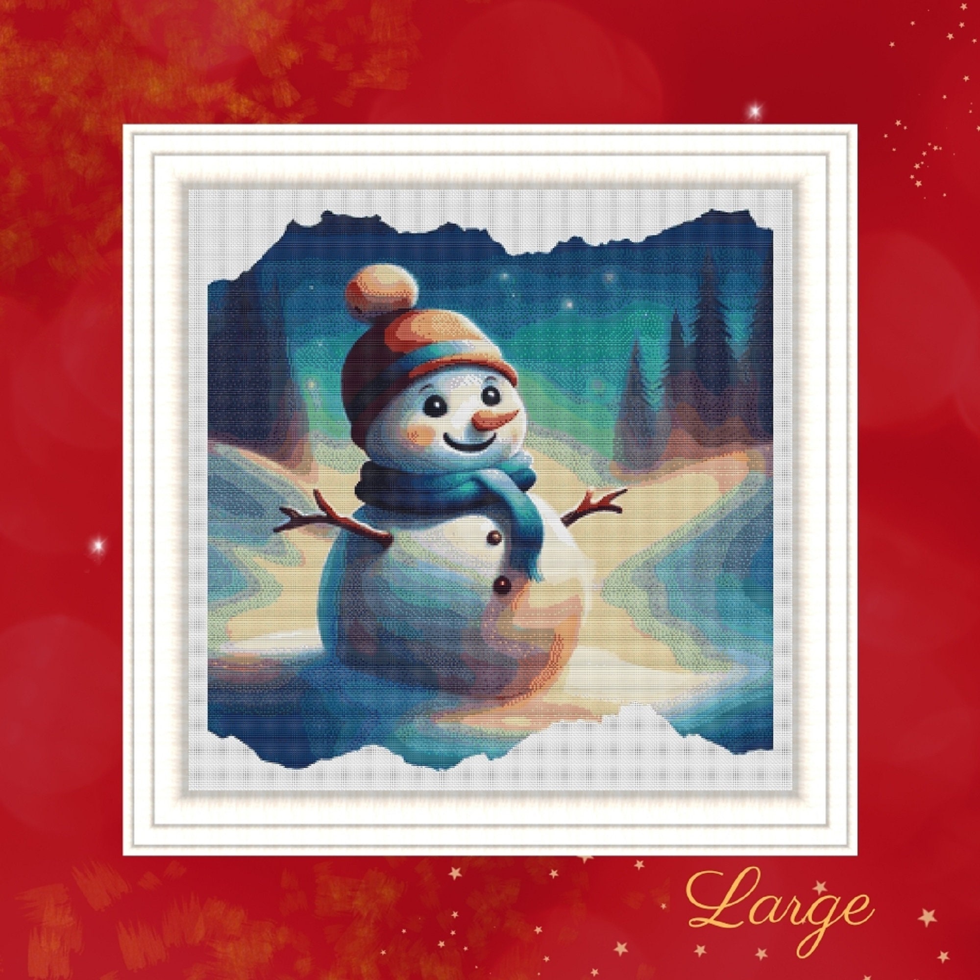 Snowman Embroidery Chart, Winter Counted Cross Stitch Pattern, New Year ...