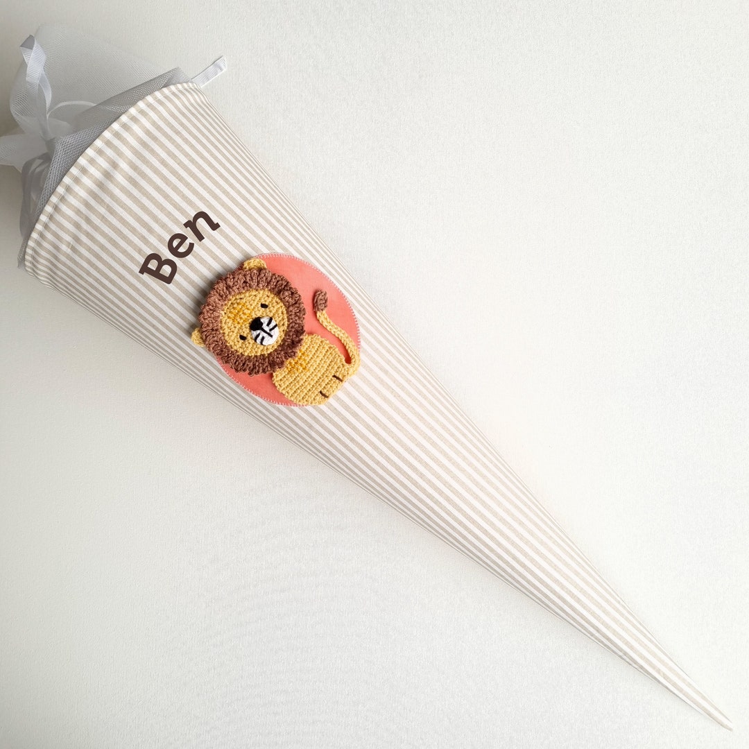 School Cone for Boys With Lion, Fabric Candy Cone With Name - Etsy